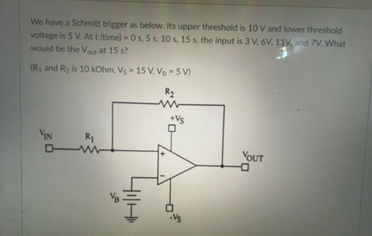 Solved We have a Schmitt trigger as below. Its upper | Chegg.com