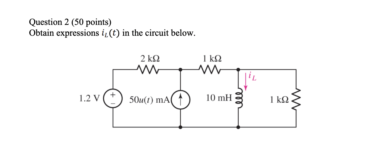 Solved Question 2 (50 points) Obtain expressions iL(t) in | Chegg.com