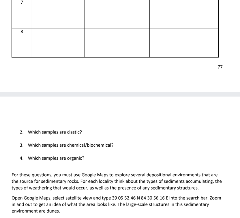 5.4 Laboratory Exercises 1. Locate your sedimentary | Chegg.com