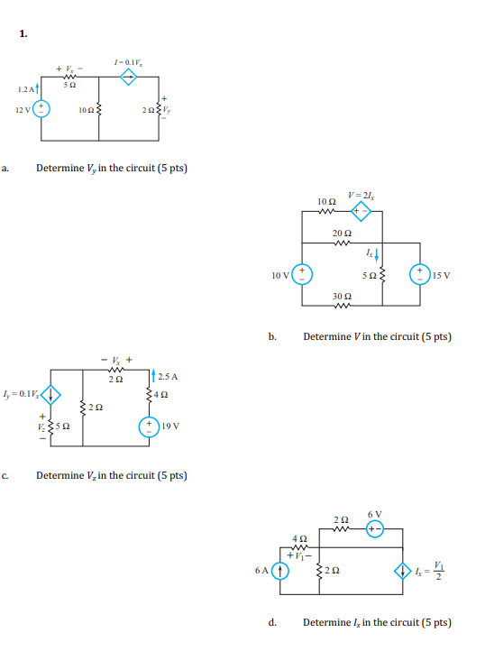 Solved 1. a. Determine Vy in the circuit (5 pts) b. | Chegg.com