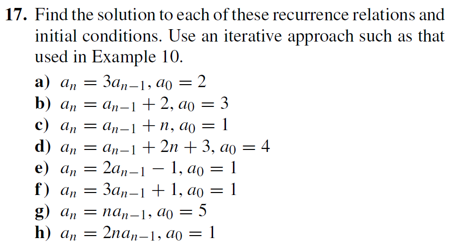 Solved Find the solution to each of these recurrence | Chegg.com