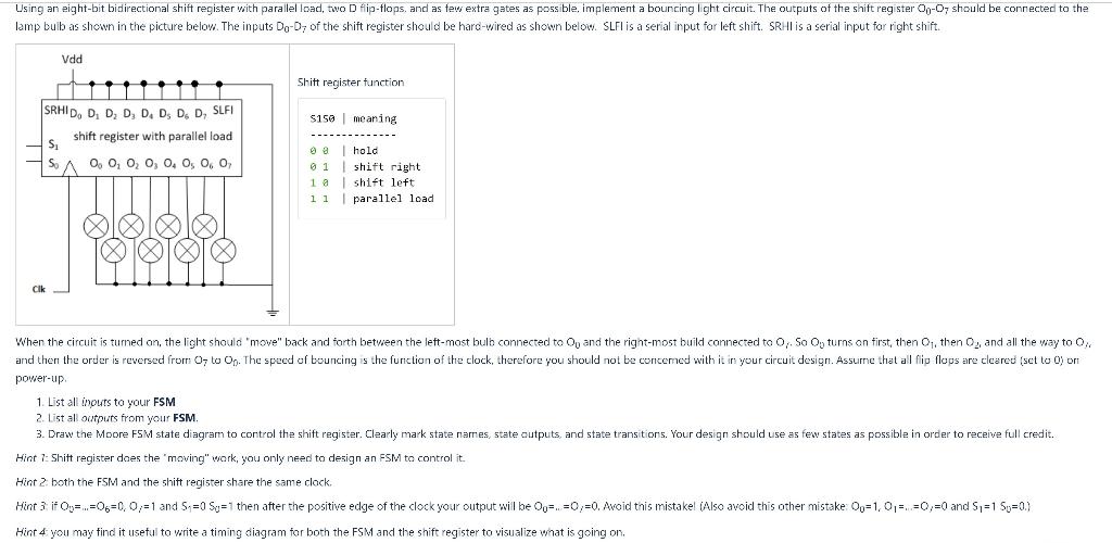Using an eight-bit bidirectional shift register with | Chegg.com