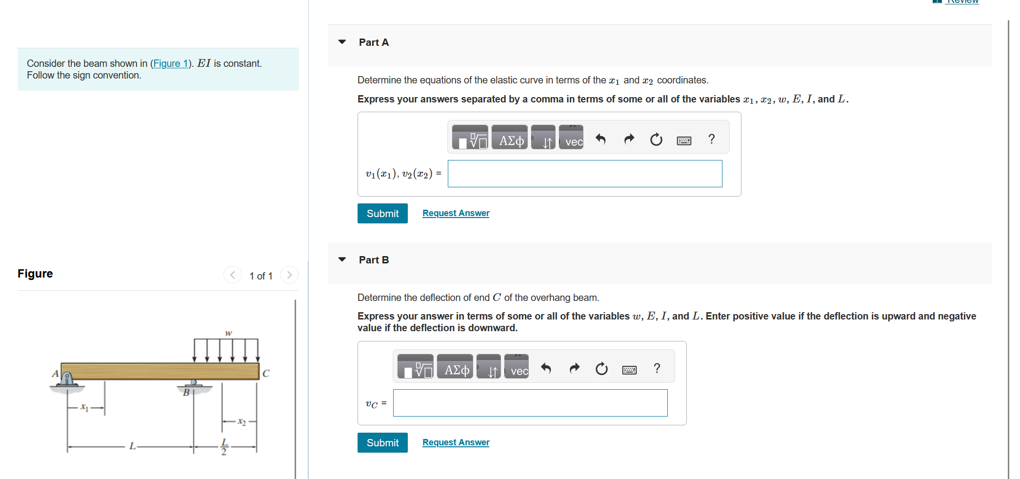 Solved Consider the beam shown in (Figure 1). EI is | Chegg.com