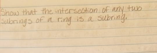 Solved Show that the intersection of any two Subrings of a | Chegg.com
