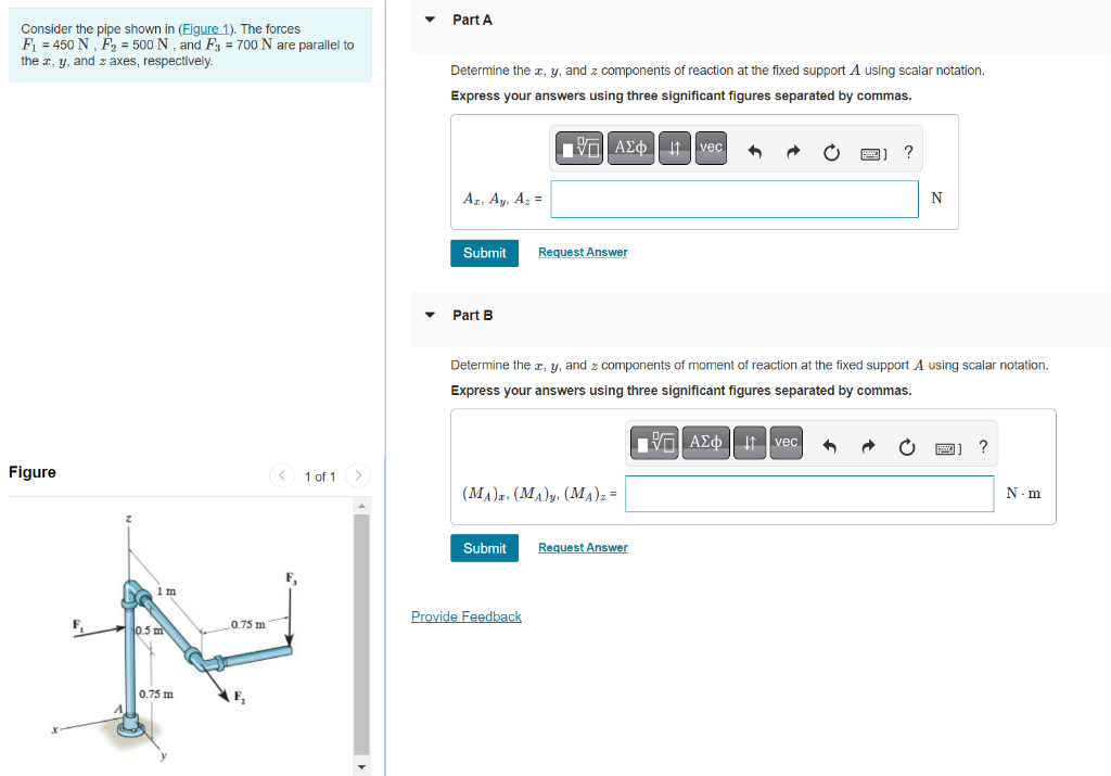 Solved Consider the pipe shown in (Figure 1). The forces F₁ | Chegg.com