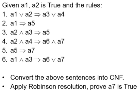 Solved Given a1, a2 is True and the rules: 1. a1 v a2 a3 v | Chegg.com