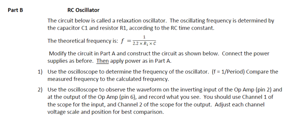 Solved RC Oscillator The circuit below is called a | Chegg.com