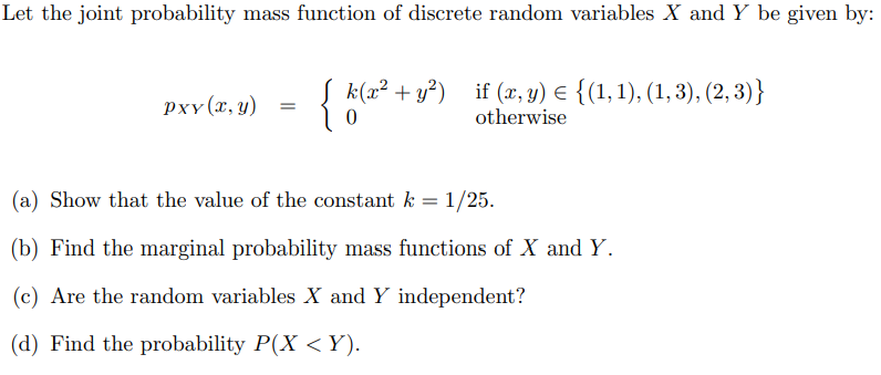 Let the joint probability mass function of discrete | Chegg.com