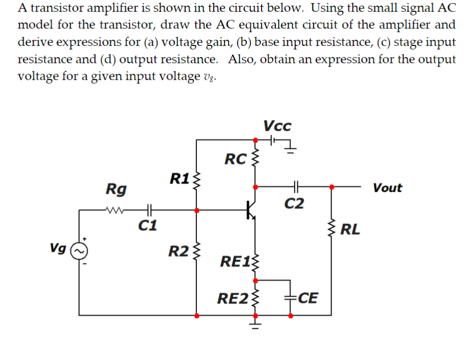 Solved A transistor amplifier is shown in the circuit below. | Chegg.com