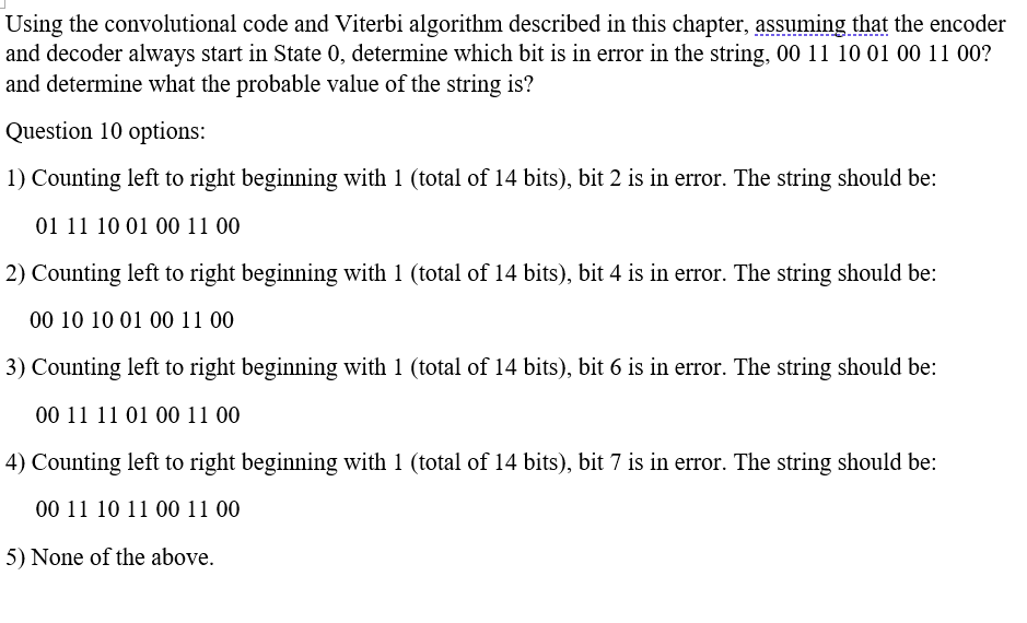 Solved Using the convolutional code and Viterbi algorithm | Chegg.com