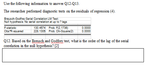 Solved Use the following information to answer Q12-Q13. The | Chegg.com