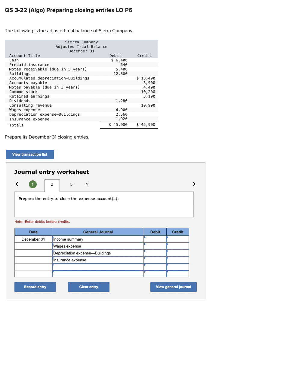 Solved QS 3-22 (Algo) ﻿Preparing closing entries LO P6The | Chegg.com