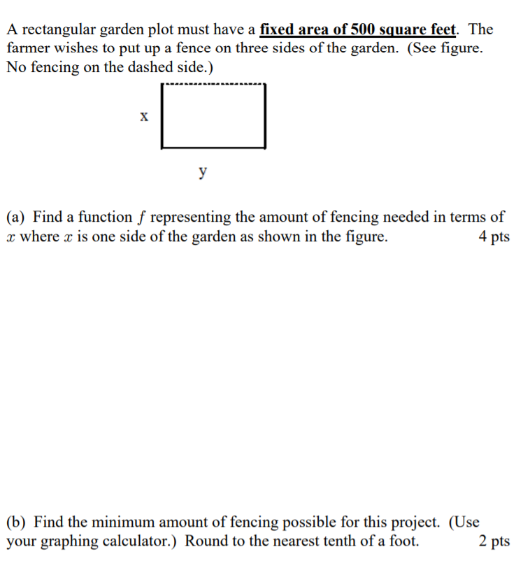 Solved A rectangular garden plot must have a fixed area of | Chegg.com