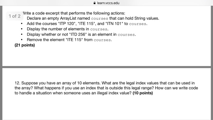 Solved learn.vccs.edu 6. Write a statement that declares an | Chegg.com