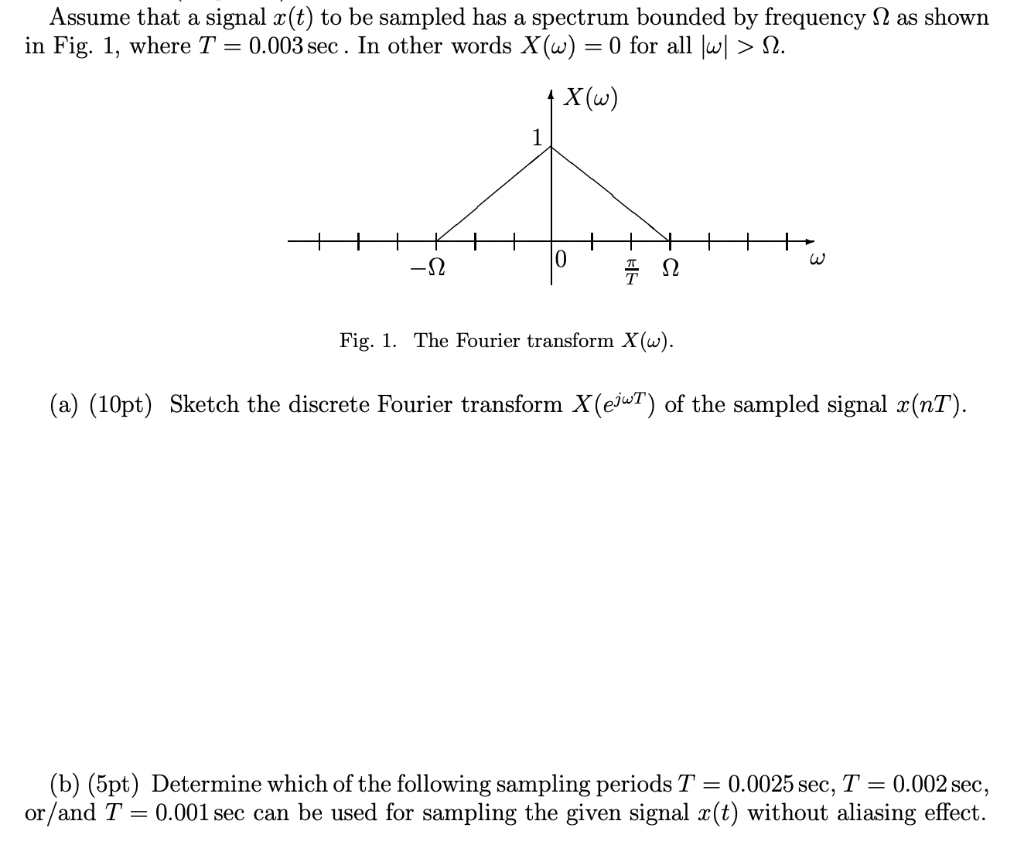 Solved Assume that a signal x(t) to be sampled has a | Chegg.com