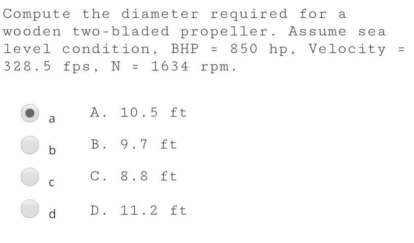 Solved compute the diameter required for a wooden two-bladed | Chegg.com
