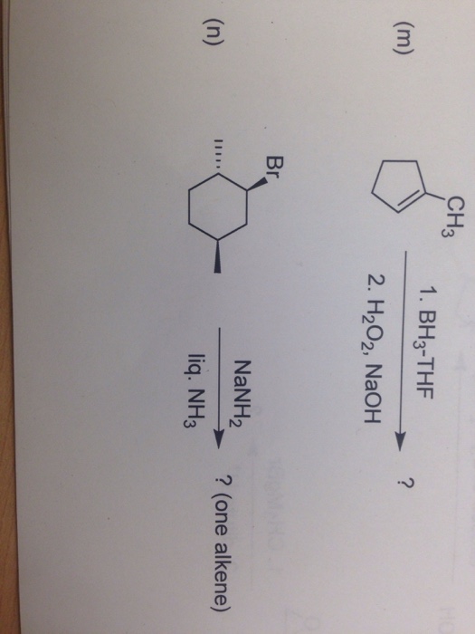 Solved (m) (n) CH Br 1. BH3-THF 2. H202, NaOH NaNH liq. NH3 | Chegg.com
