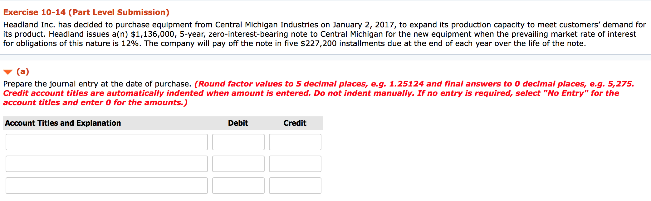 Solved Exercise 10-14 (Part Level Submission) Headland Inc. | Chegg.com