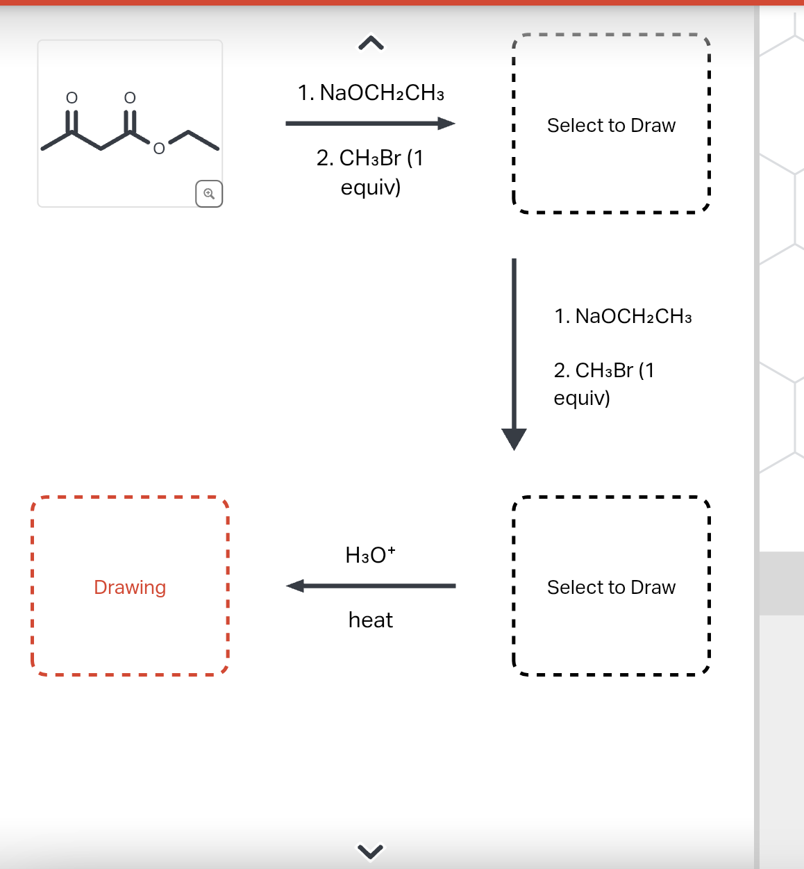 Solved 1. NaOCH2CH3 Q 2. CH3Br(1 equiv) Select to Draw Q | Chegg.com