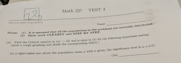 Solved 12. Math 227 TEST 4 Warnih Notes: Name (1) It is | Chegg.com