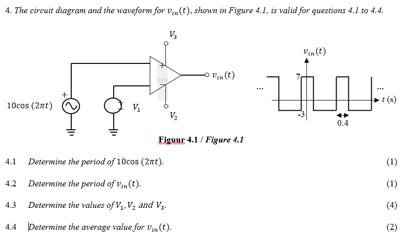 Solved 4. The circuit diagram and the waveform for Vint), | Chegg.com