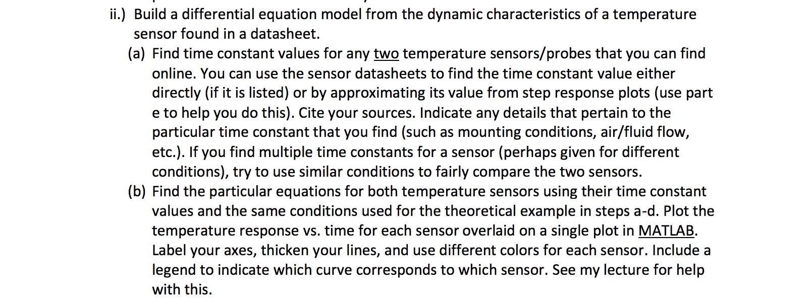Solved ii.) Build a differential equation model from the | Chegg.com