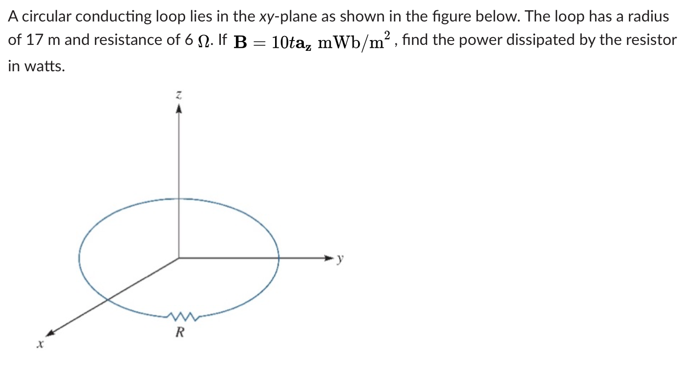 Solved A circular conducting loop lies in the xy-plane as | Chegg.com