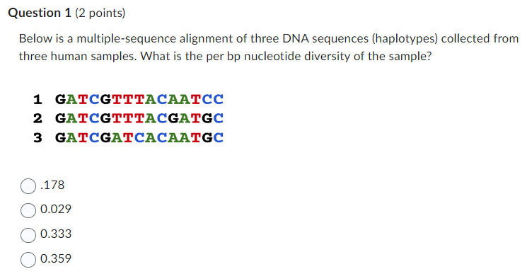 Solved Question 1 (2 points) Below is a multiple-sequence | Chegg.com