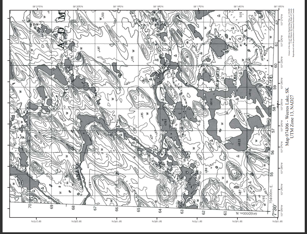 Solved Use the 1:50,000 scale Weeres Lake topographic map | Chegg.com