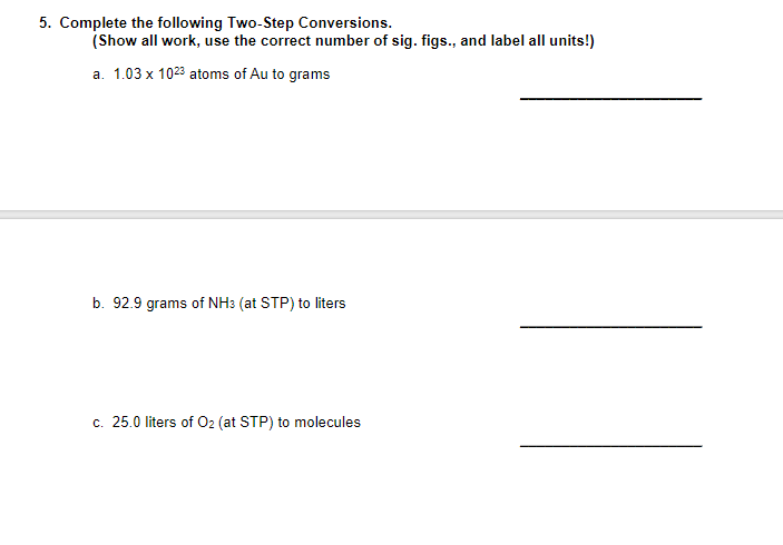 Solved 5. Complete the following Two-Step Conversions. (Show | Chegg.com
