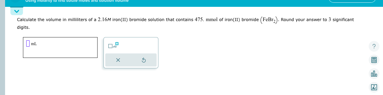 Solved Calculate the volume in milliliters of a 2.16M | Chegg.com