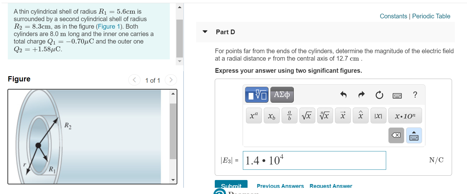 Solved Constants Periodic Table A thin cylindrical shell of | Chegg.com