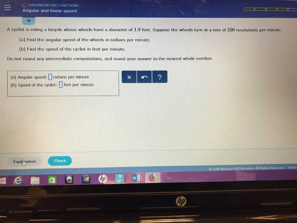 Solved TRIGONOMETRIC FUNCTIONS Angular and linear speed A | Chegg.com
