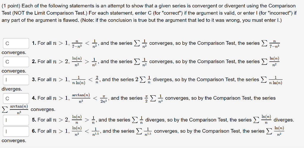 Solved (1 point) Each of the following statements is an | Chegg.com