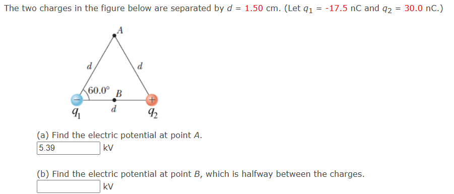 Solved The two charges in the figure below are separated by | Chegg.com