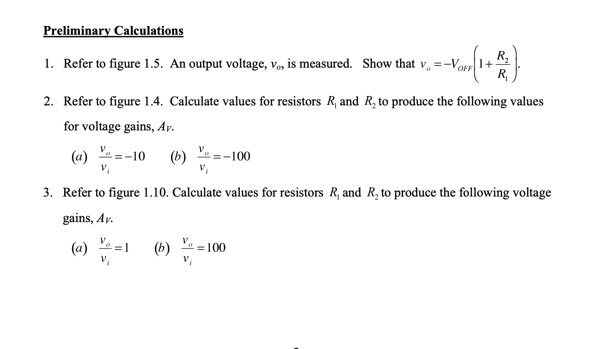 Solved OFF R2 R2 R1 R1 Vi Vo VOFF vo + + + Figure 1.4 Figure | Chegg.com
