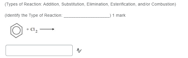 Solved (Types of Reaction: Addition, Substitution, | Chegg.com