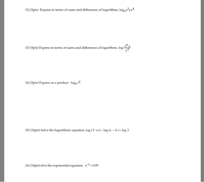 Solved 12) (5pts) Express in terms of sums and differences | Chegg.com