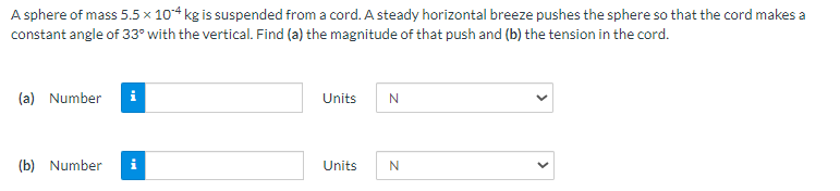 Solved A sphere of mass 5.5×10−4 kg is suspended from a | Chegg.com
