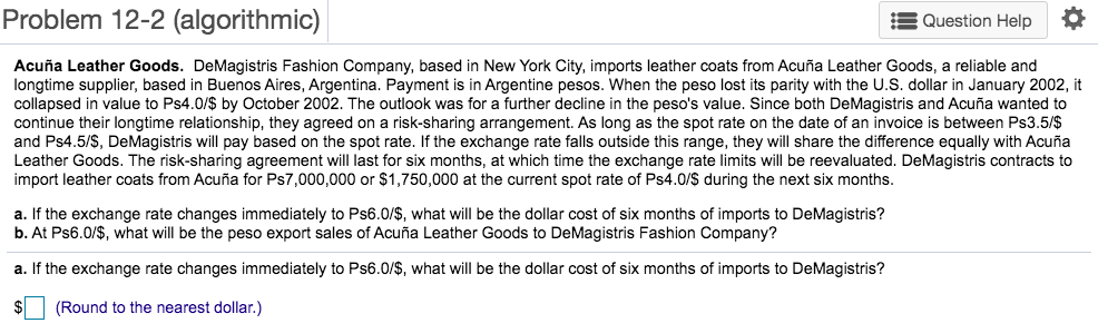 Solved Problem 12-2 (algorithmic) Question Help Acuña | Chegg.com