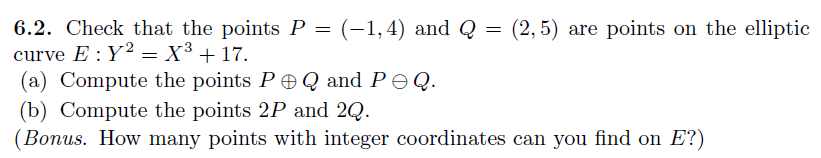 Solved 6.2. Check that the points P = (-1,4) and Q = (2,5) | Chegg.com