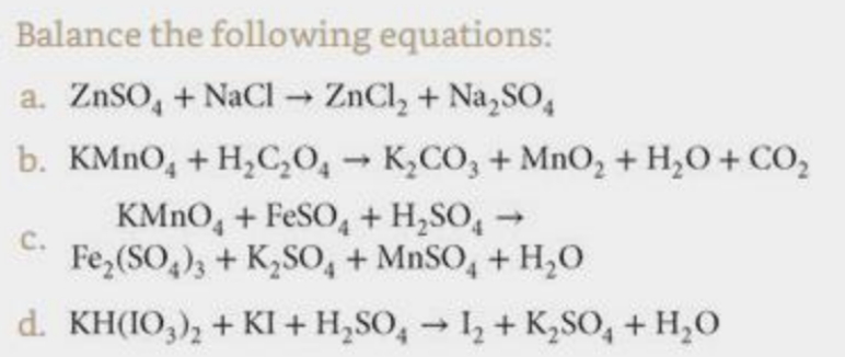 Solved Balance the following | Chegg.com