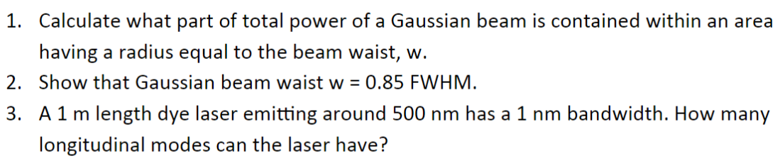 Solved 1. Calculate what part of total power of a Gaussian | Chegg.com