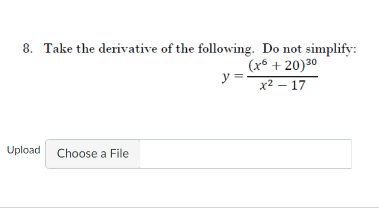Solved Take the derivative of the following. Do not | Chegg.com