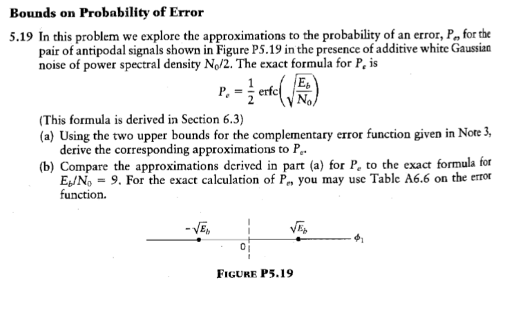 Solved Bounds on Probability of Error 5.19 In this problem | Chegg.com