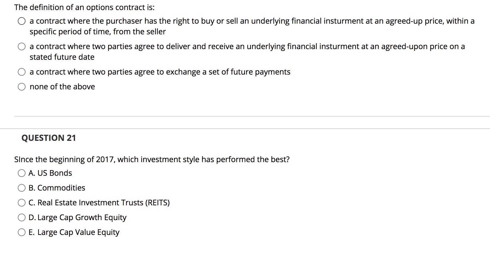 Solved The definition of an options contract is: a contract | Chegg.com
