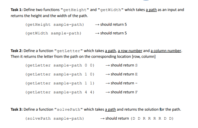Solved Tasks In Scheme, a path will be represented in the | Chegg.com