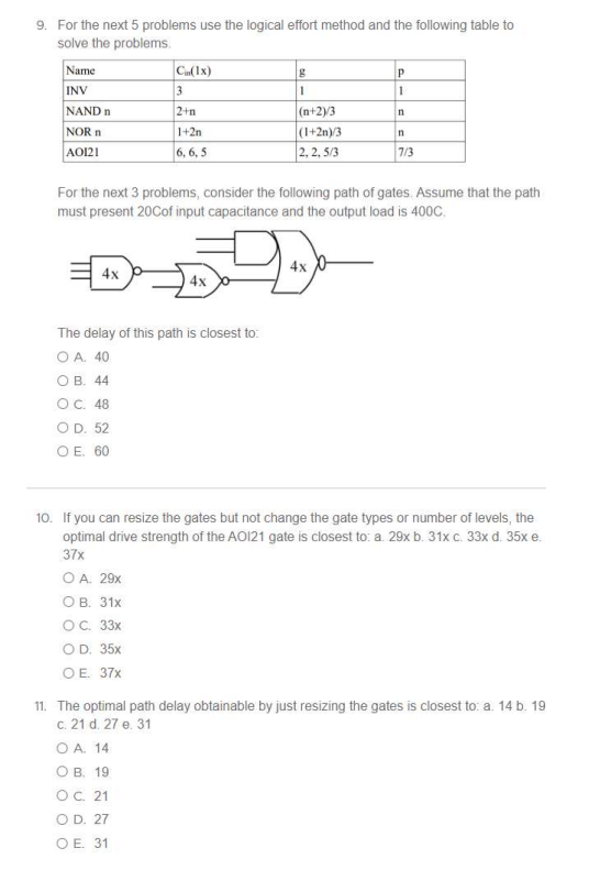 Solved 9. For the next 5 problems use the logical effort | Chegg.com
