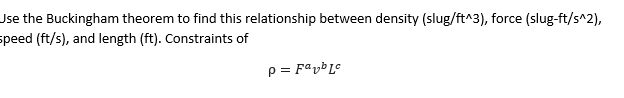 Solved Ise the Buckingham theorem to find this relationship | Chegg.com