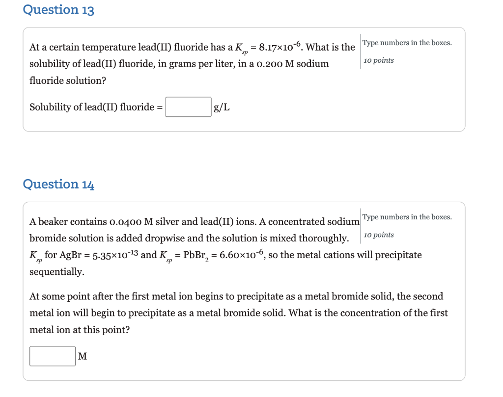 Solved fluoride solution? Solubility of lead(II) fluoride | Chegg.com